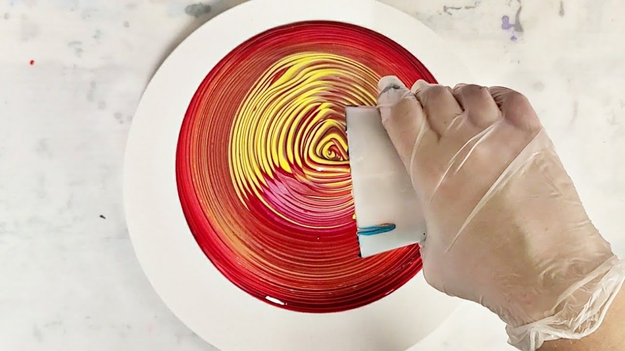 Acrylic Pouring Sunrise Colors from a Split Cup - YouTube