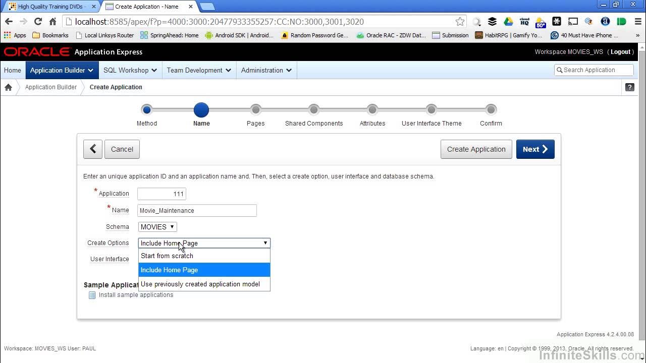 Oracle Application Express Tutorial | Creating A New Application - Part 1 - YouTube