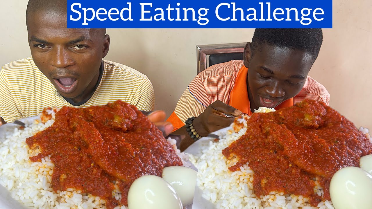 7 minutes Speed Eating of Hot White Rice and stew,chicken and Egg ,food ...