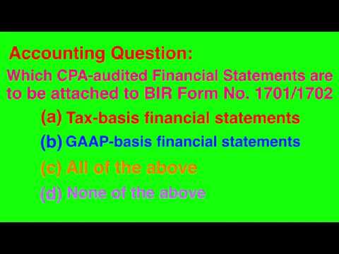 Tax-Basis Financial Statements Must Be Attached to the BIR Form No ...