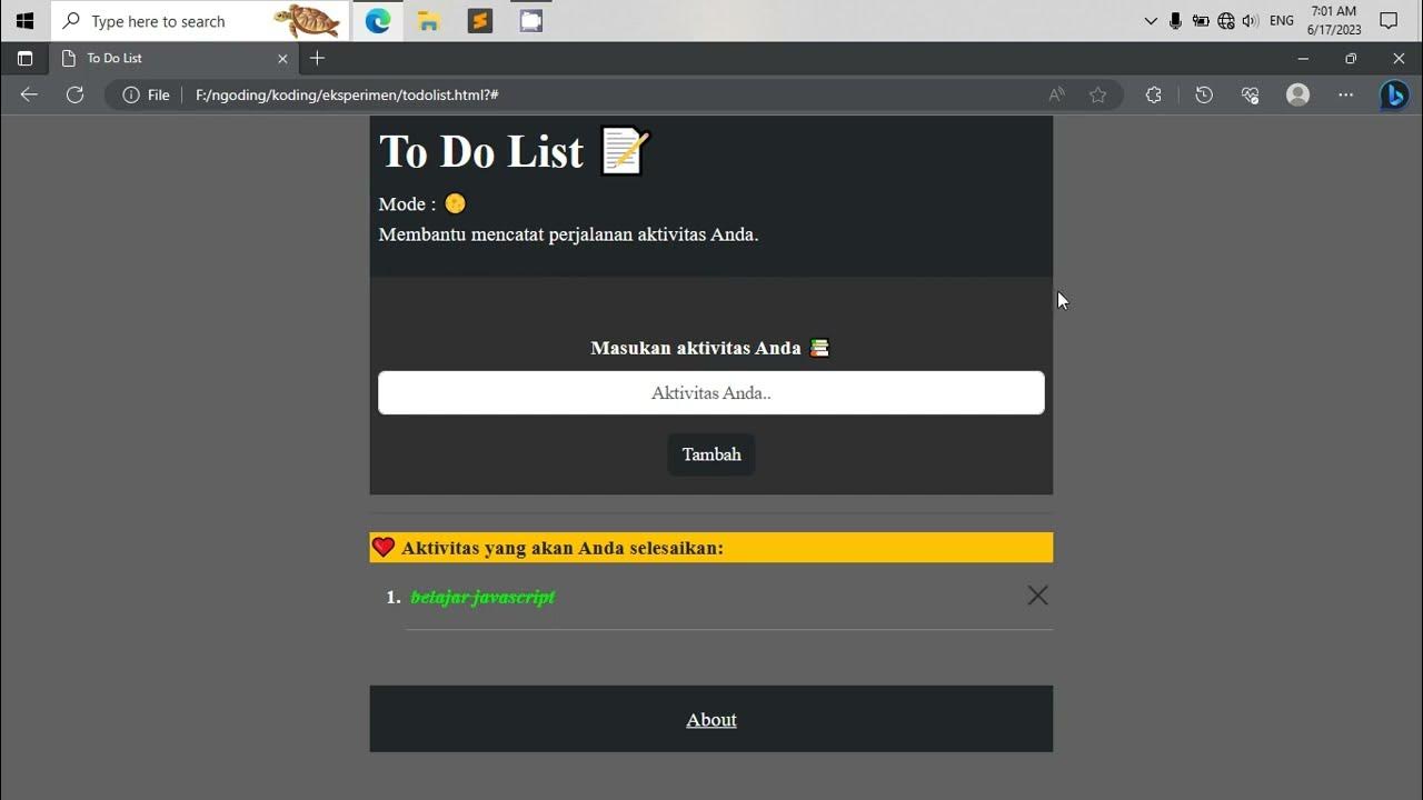 Membuat Aplikasi To Do List Sederhana Dengan Javascript Yang Menggunakan Local Storage Browser ...