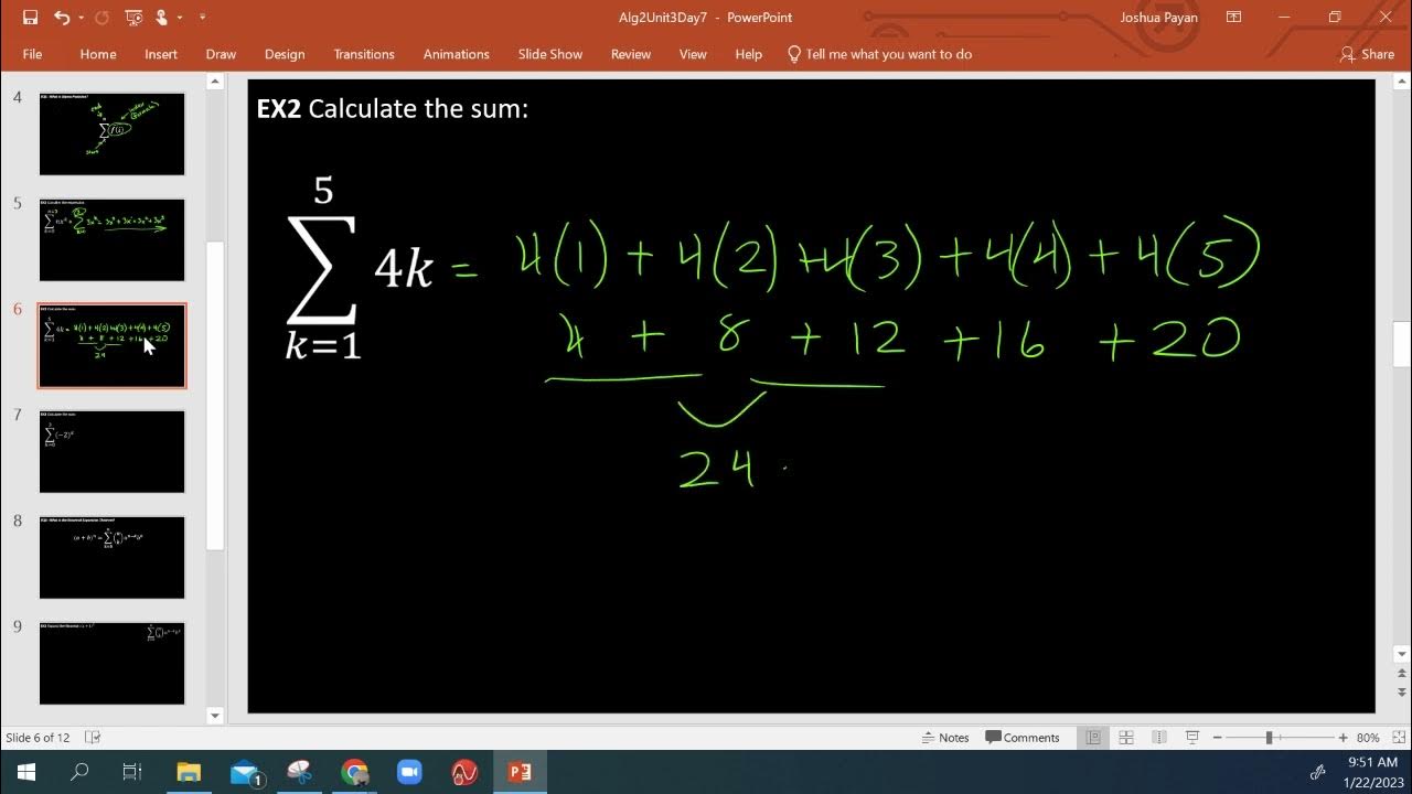 Algebra 2 Unit 3 Day 7 (Video 1/2): Sigma Notation - YouTube