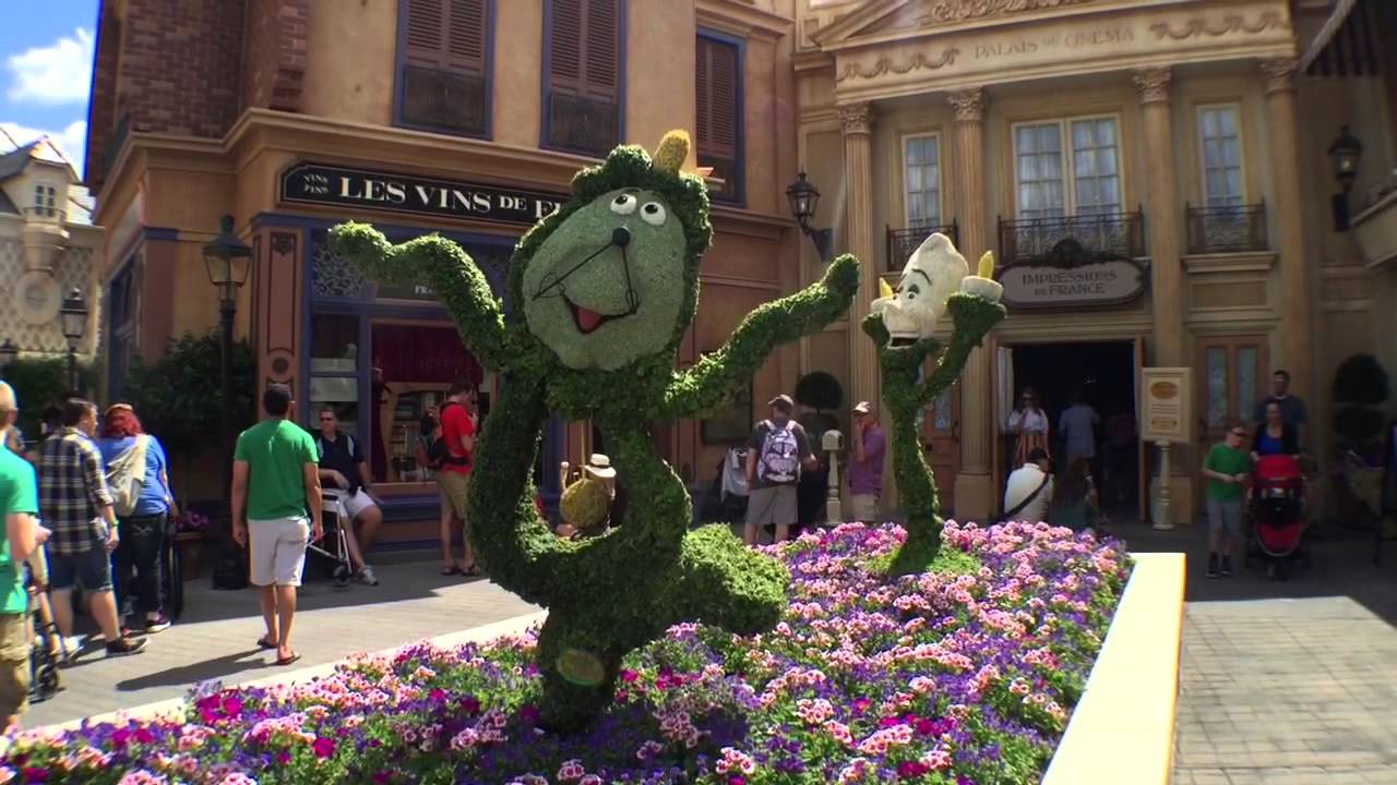 Epcot "Woody, Belle & Beast, Cinderella Topiary" - YouTube