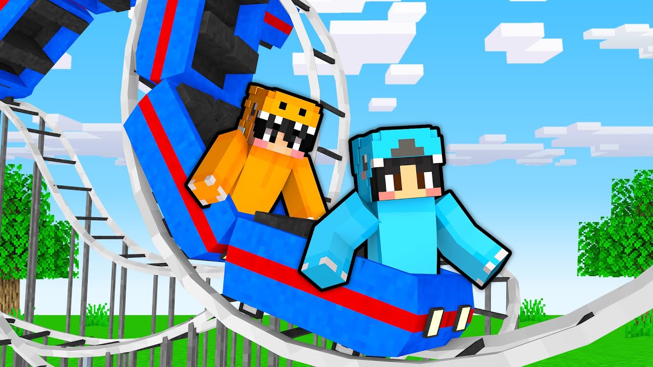 Going To A ROLLER COASTER! Minecraft Amusement Park Custom Mod Map ...
