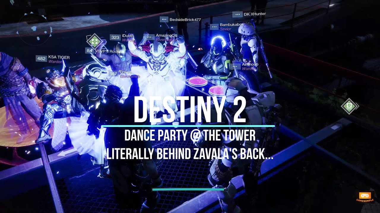 Destiny 2 Dance Party @ the Tower behind Zavala 's back || GameSimple ...