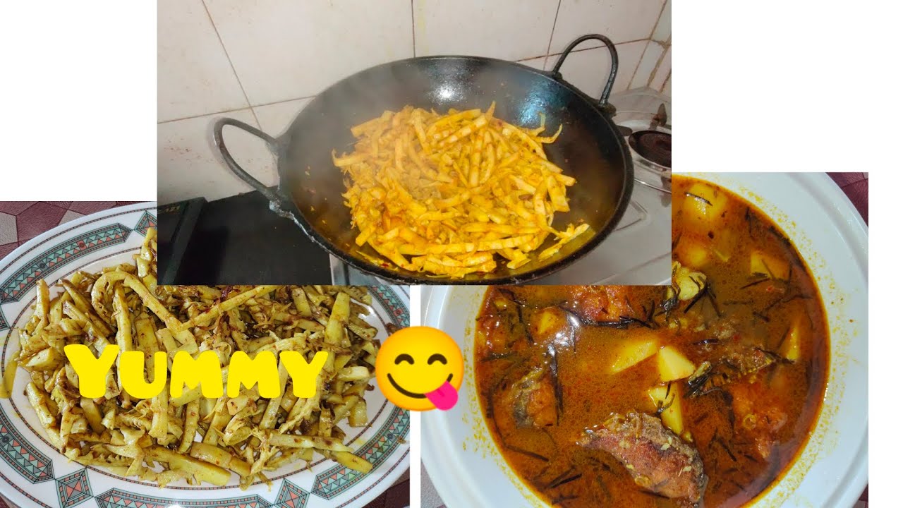 Manipuri Style Bamboo Shoot Fry And Fish Curry Recipe - YouTube