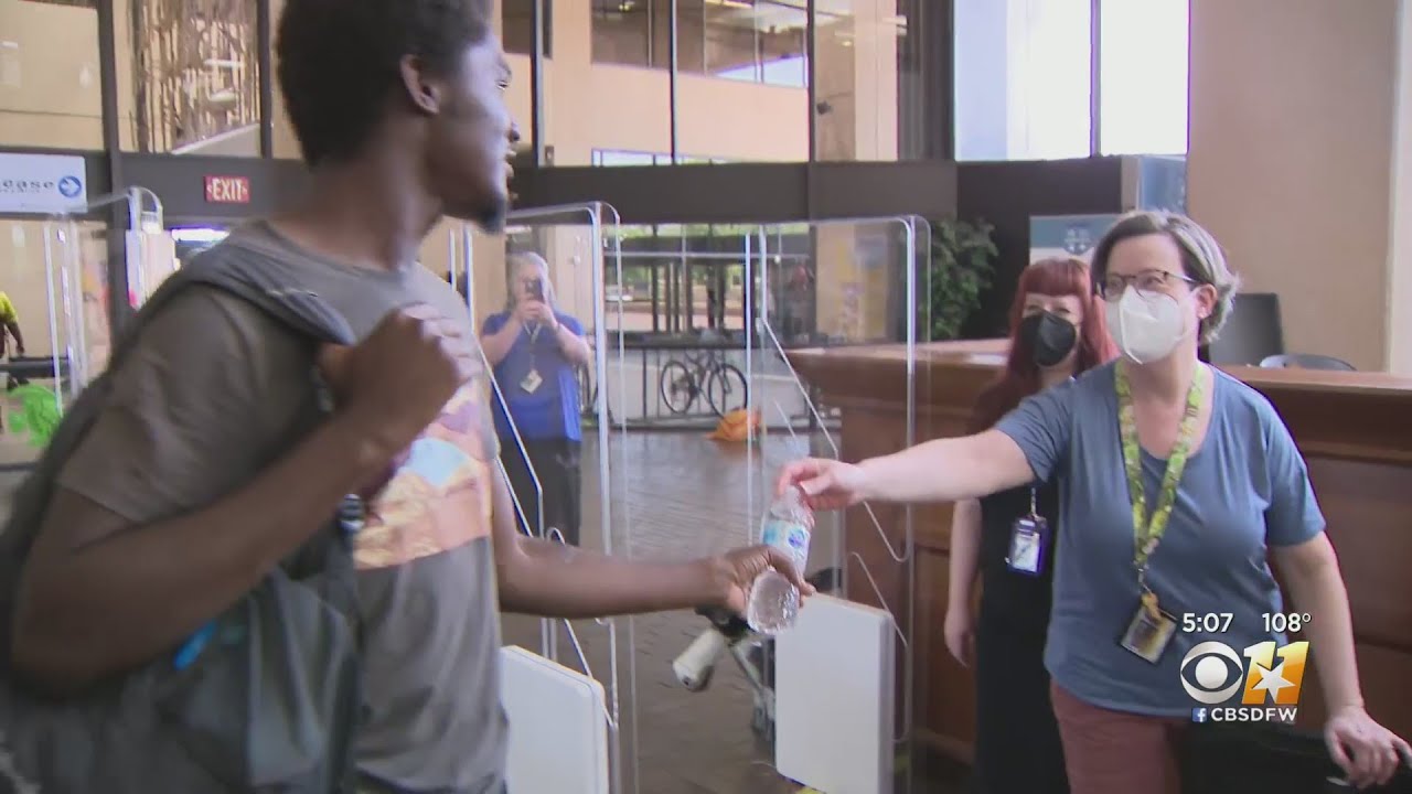 Cooling Center set up at J. Erik Jonsson Central Library - YouTube