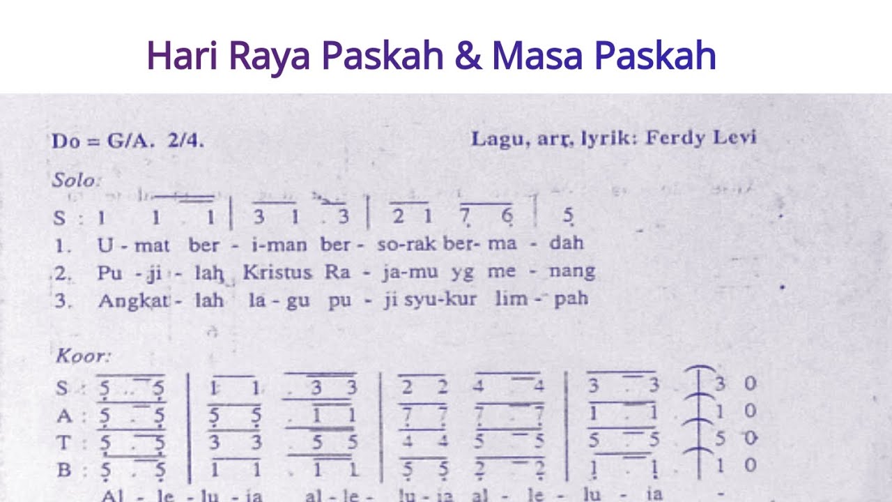 UMAT BERIMAN BERSORAK ALLELUYA //LAGU MERIAH PASKAH //Cipt. Ferdy Levi ...