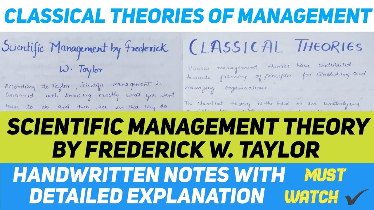 Scientific management theory | Frederick W. Taylor | Classical Theories ...