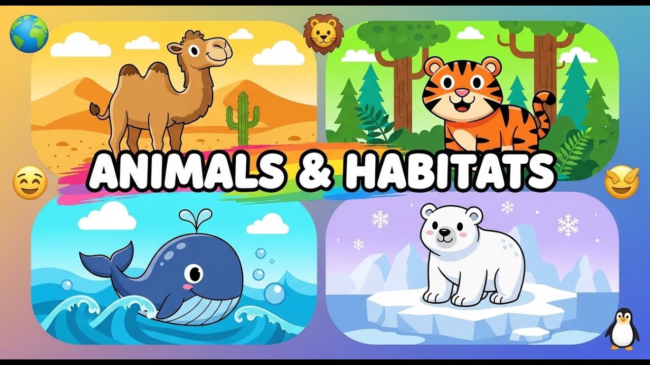Learn English for Kids | Animals and Their Habitats 🌍🦁 (Desert, Forest ...