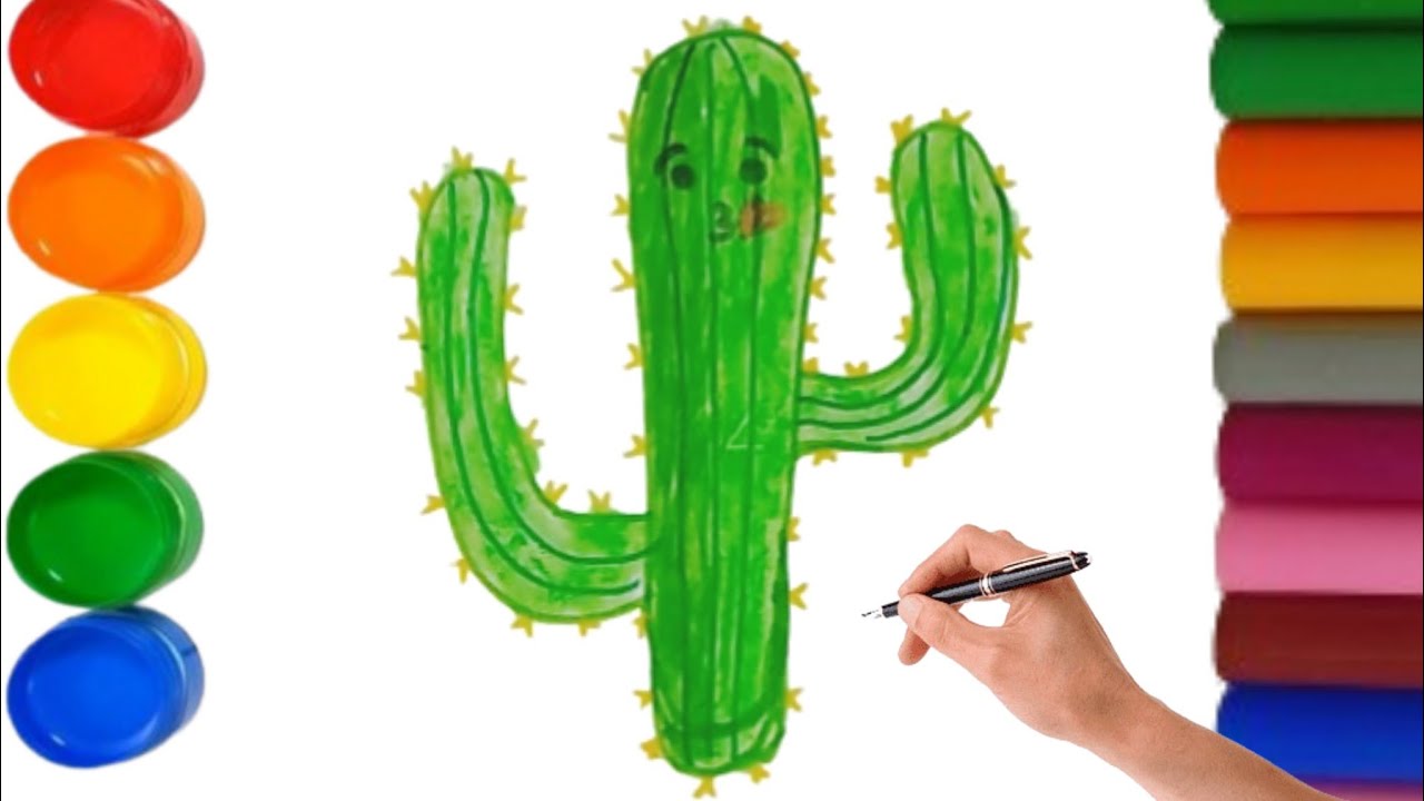 Colourful Cactus Drawing Idea | Step By Step | Simple Drawing for Kids ...