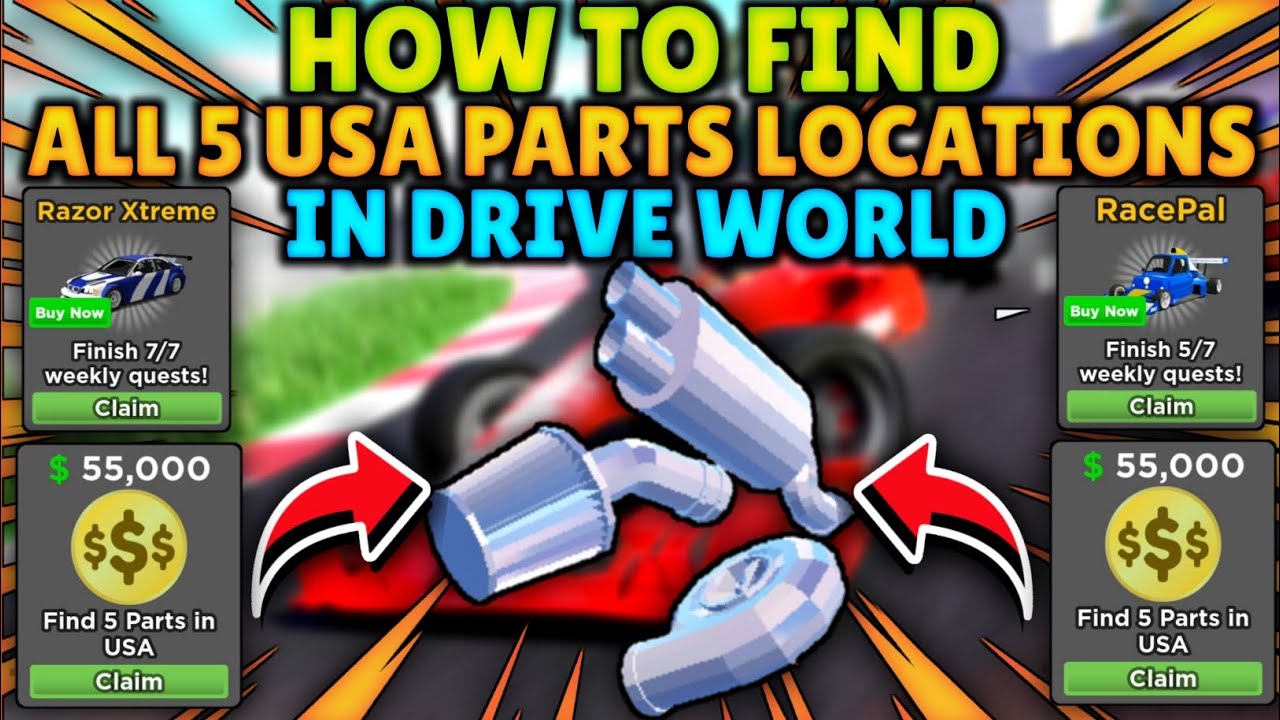 How To Find All 5 USA Parts Locations For Weekly Quests In Roblox Drive ...