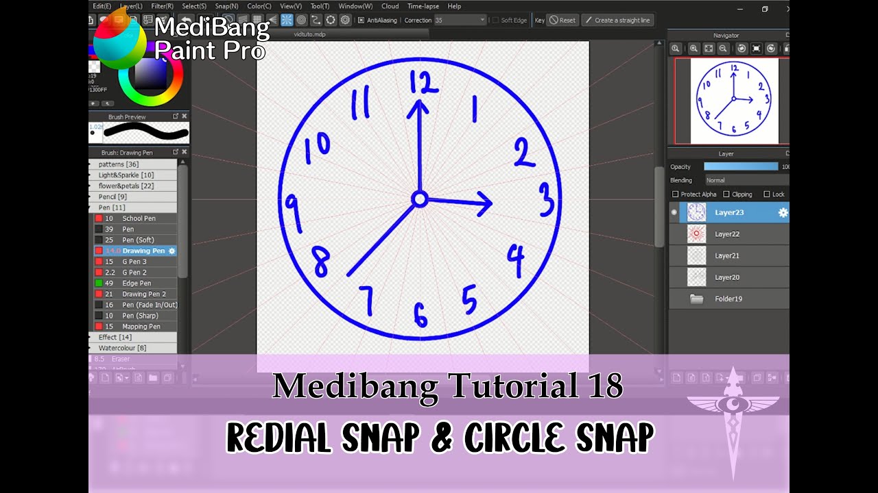 Medibang Tutorial 18: Redial Snap & Circle Snap - YouTube