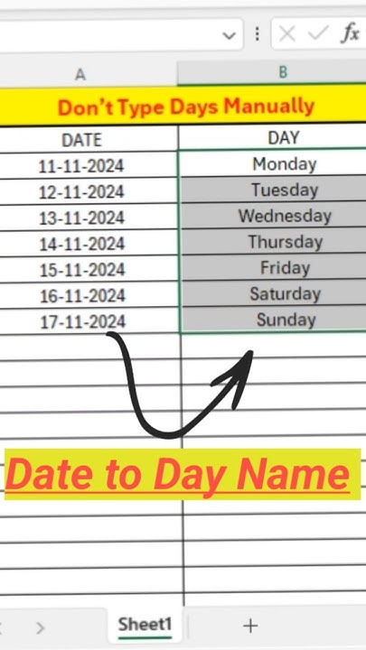 Excel Date to Day Name #excel #tricks #tips #exceltips #exceltricks #@gaurangpatel494 # ...
