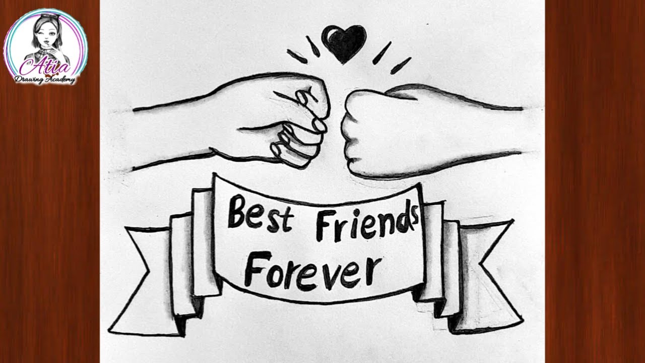 Best Friends Drawing Easy | Best Friends Drawing Easy Step by Step ...