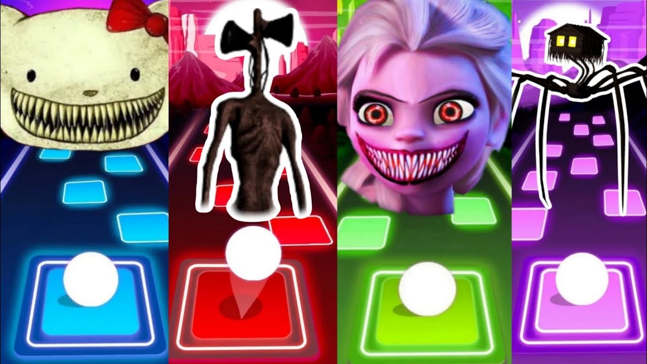 Hello Kitty Exe VS Siren Head VS Elsa Exe VS House Head Exe | Tiles Hop ...