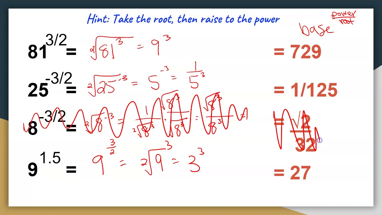 Alg 2 Rational Exponents Youtube