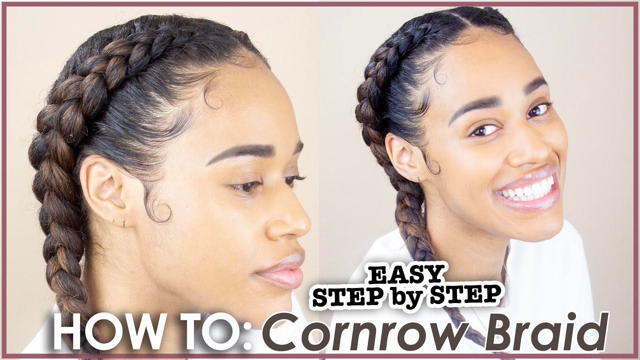 How to Dutch Braid/Cornrow Natural Hair | Dutch Braids - YouTube