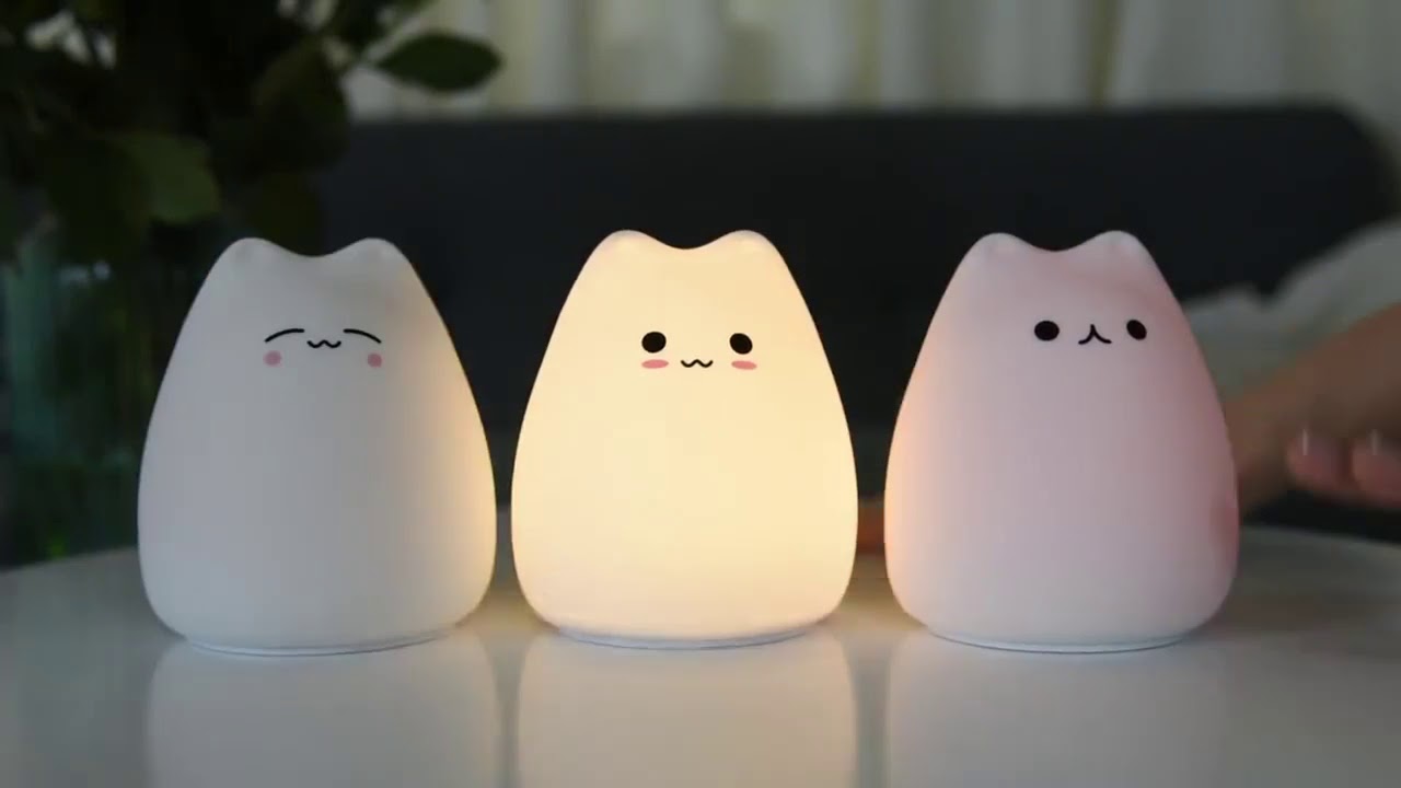Squishy Cat Silicone soft lamp touch sensitive - YouTube