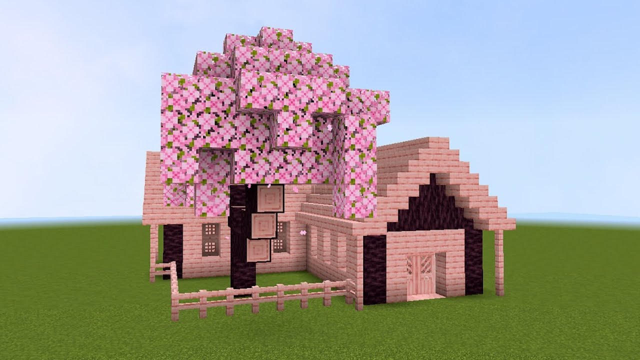 Minecraft:How to build a Cherry Blossom house - YouTube