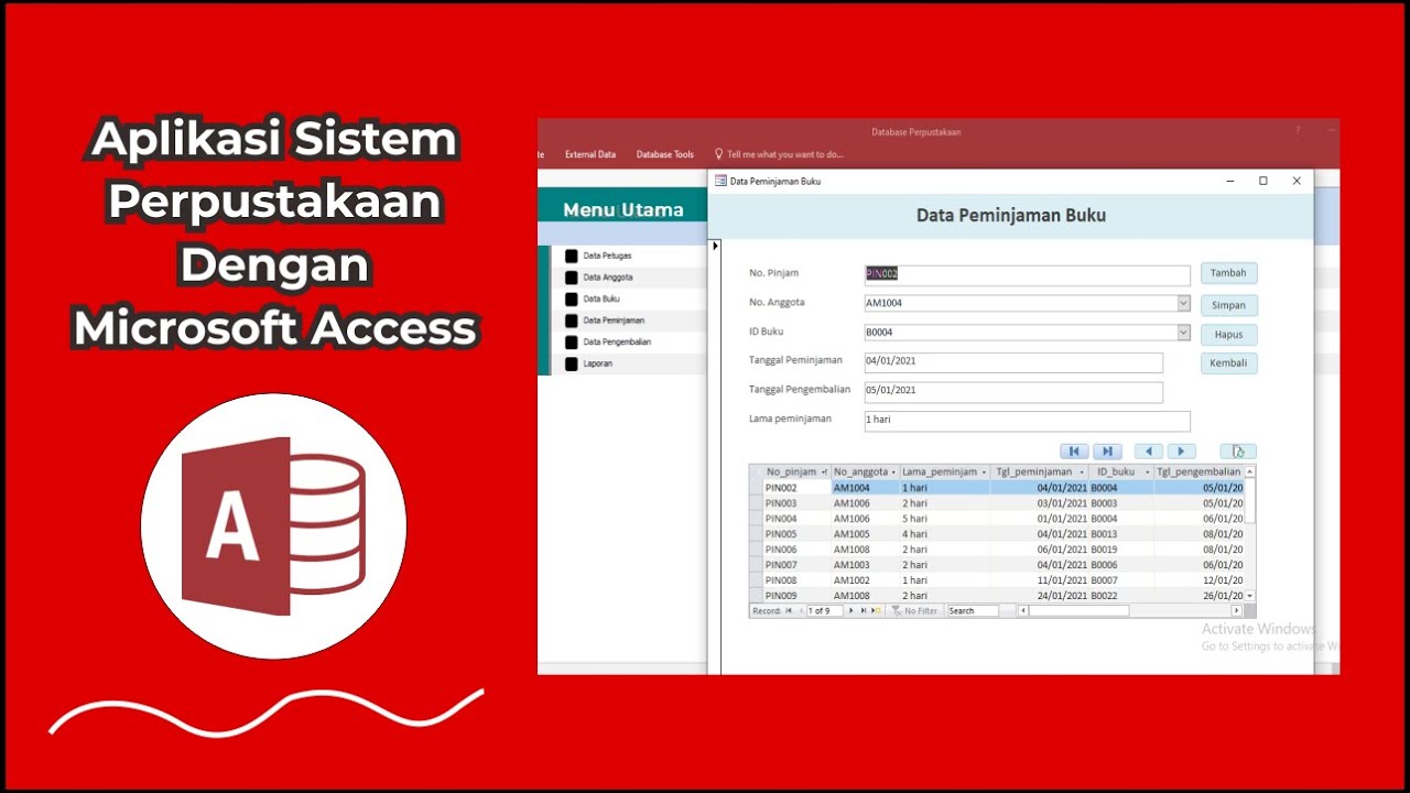 Aplikasi sistem perpustakaan dengan Microsoft Access - YouTube