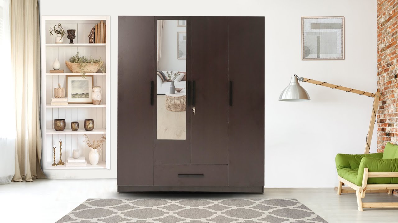 Ozone 4 door wardrobe with mirror - YouTube
