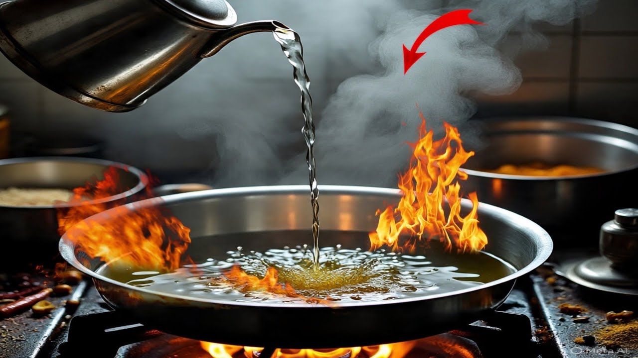 Boiling oil vs cool water 💧 - YouTube