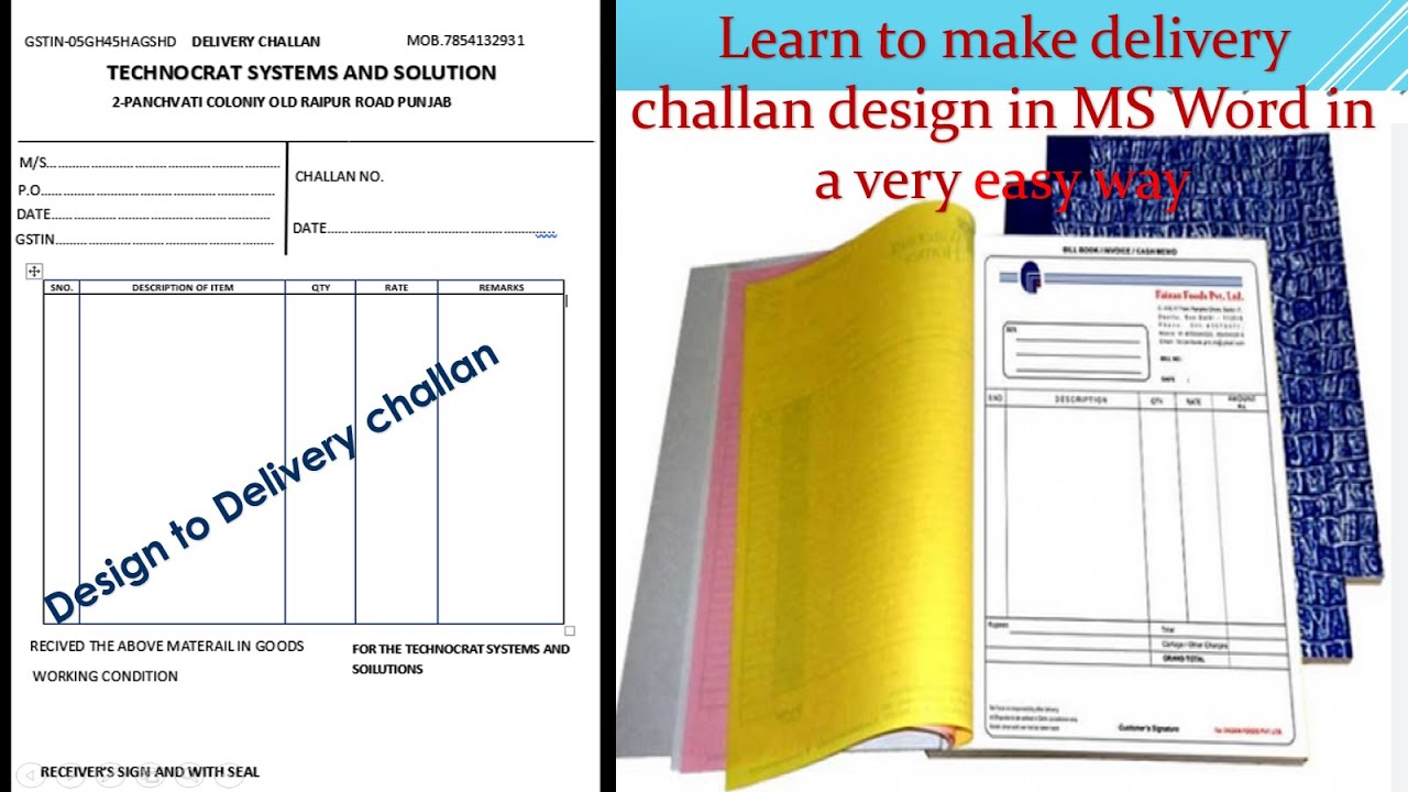 How to Create Challan Book in word | Word me challan book kaise banyan ...