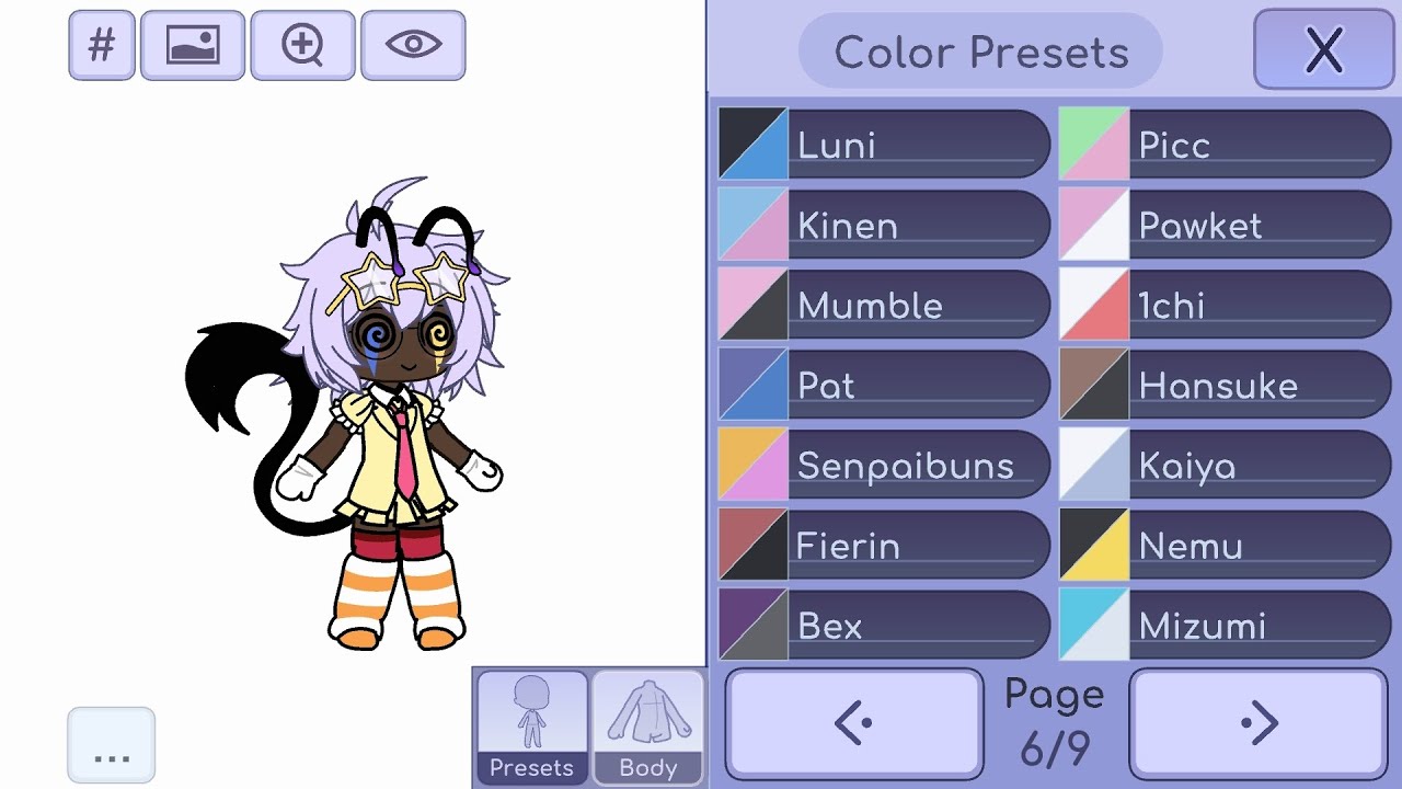 [Universal_Creator] My Oc color pallet on Gacha Life presets // Gacha ...