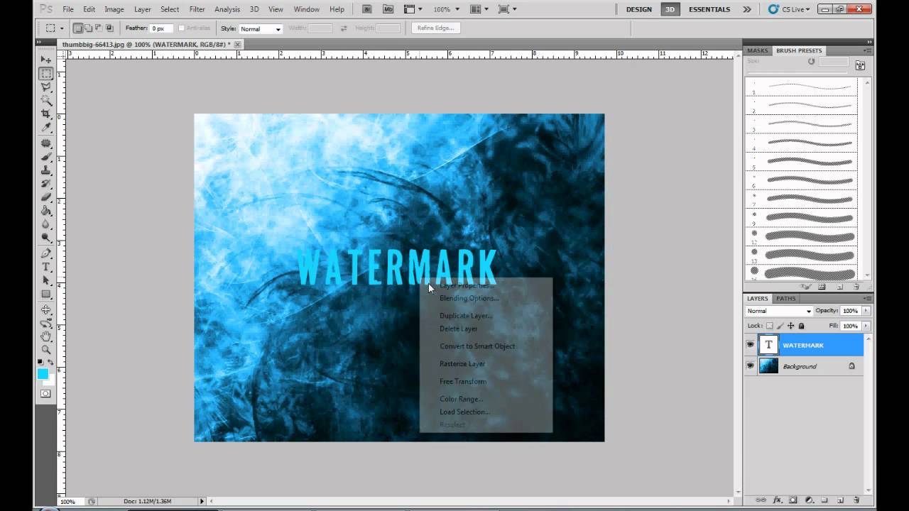 How to make a Pro watermark in photoshop cs5 - YouTube