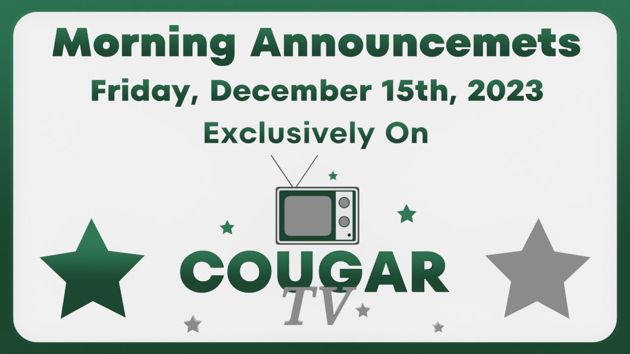 Morning Announcements for Friday December 15, 2023 - YouTube
