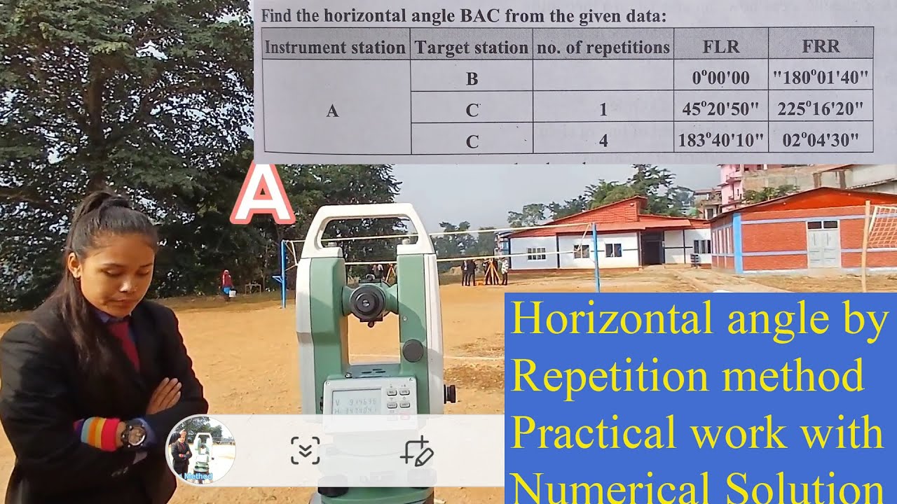 Repetition method || Theodolite Survey | practical work || Surveying ...