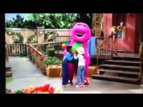 Barney comes to life (Baby Bop leave from A Splash, Party Please ...