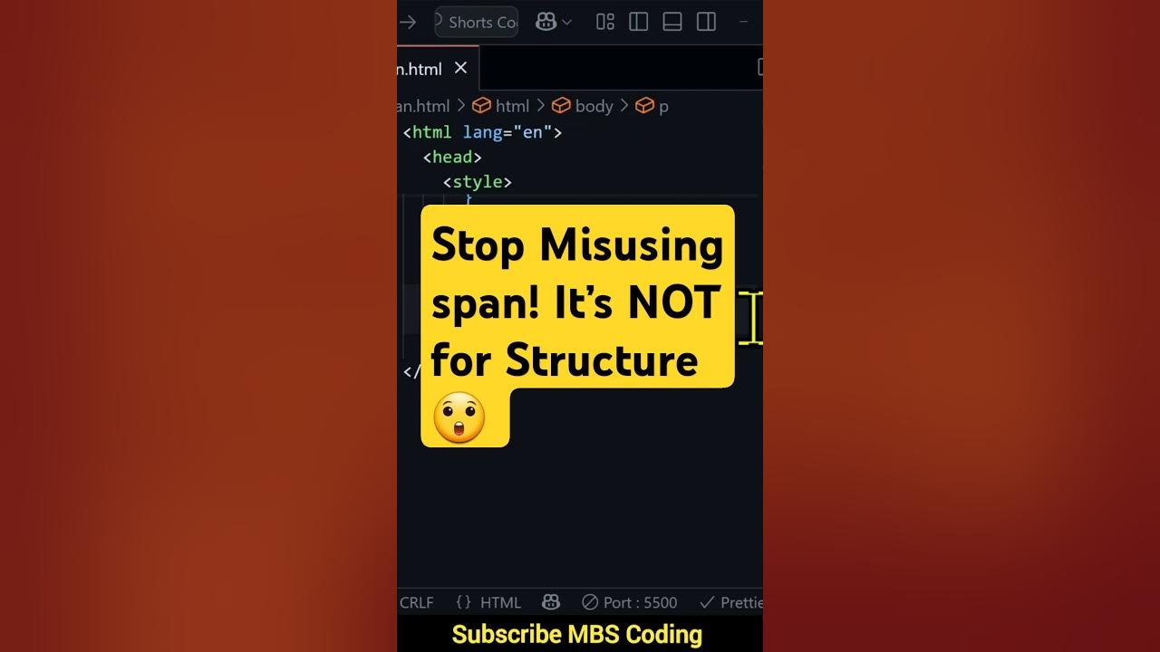 Stop Misusing span! It’s NOT for Structure 😲 | web Dev #46 | #shorts #html #css #htmltutorial # ...