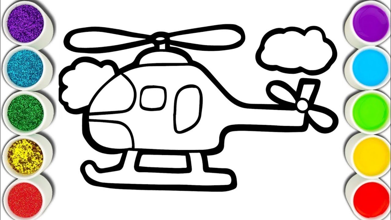 Helicopter 🚁 Drawing, Painting & Coloring For Kids and Toddlers_ Child ...
