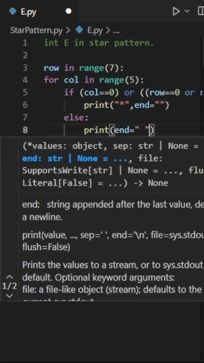 Python Pattern E Using Loop Python Simple Trick With Source Code Python Loop Youtube