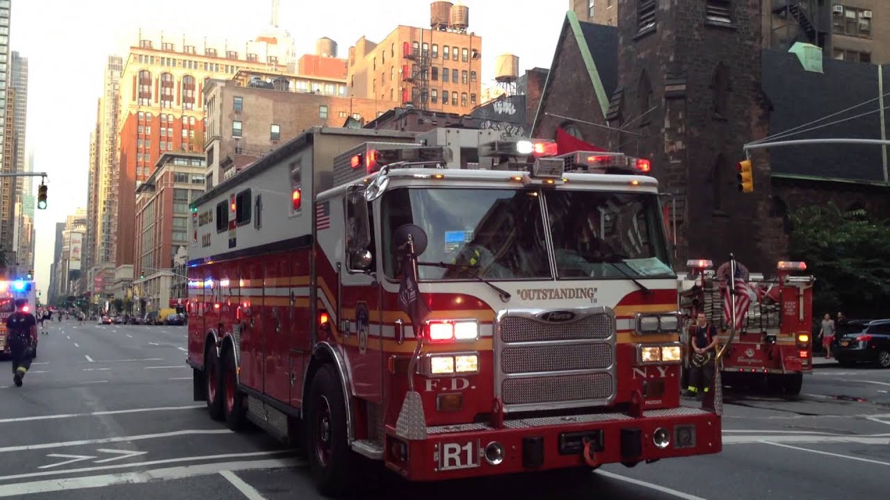 FDNY RESCUE 1 TAKING UP AFTER A 2 ALARM FIRE INSIDE THE PATH SYSTEM IN ...