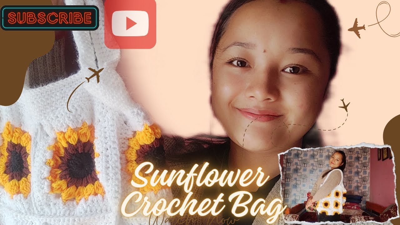 Sunflower Crochet Bag 🛍️ my first attempt if u like this video don't forget to like, share ...