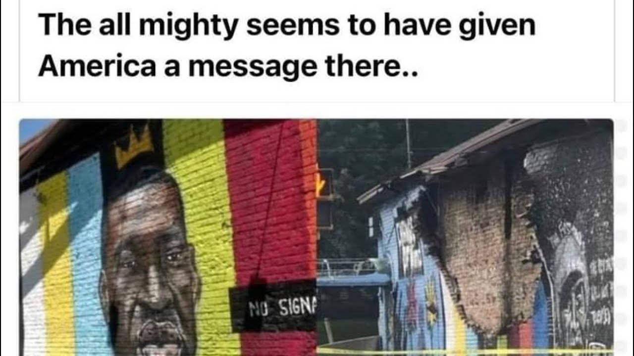 George Floyd mural struck by lightning | jedi Solomon - YouTube