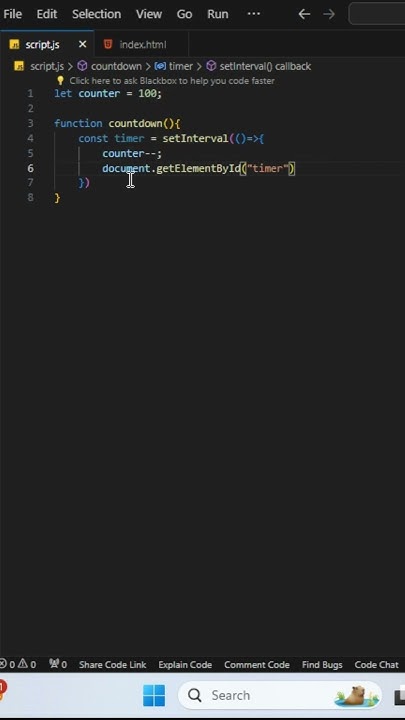 Countdown In Javascript Trending Coading Viralvideo Javascript Viral Shorts Shortsvideo