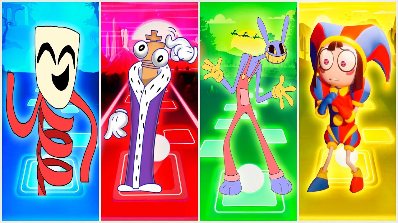 AMAZING DIGITAL CIRCUS🔴GANGLE🔵KINGER🟢JAX🟡POMNI 🔮🎵TILES HOP EDM RUSH 🔮🎵 ...