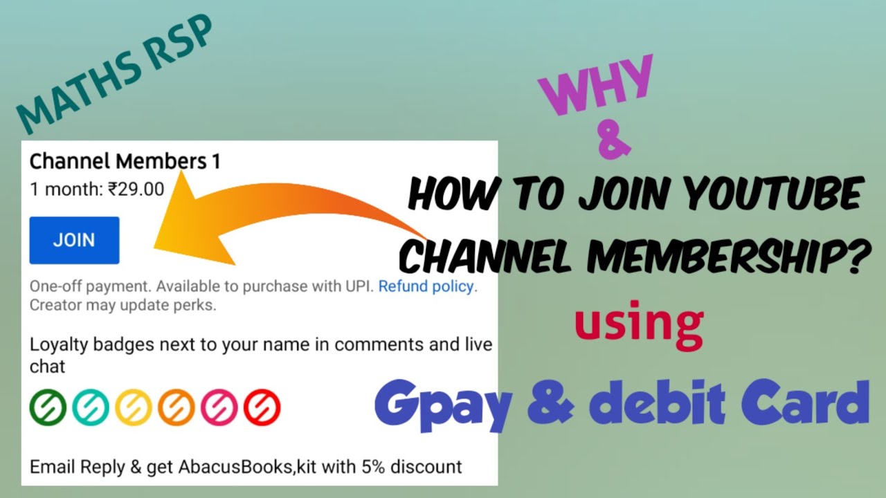 how to join in youtube channel membership||with google pay||join button ...