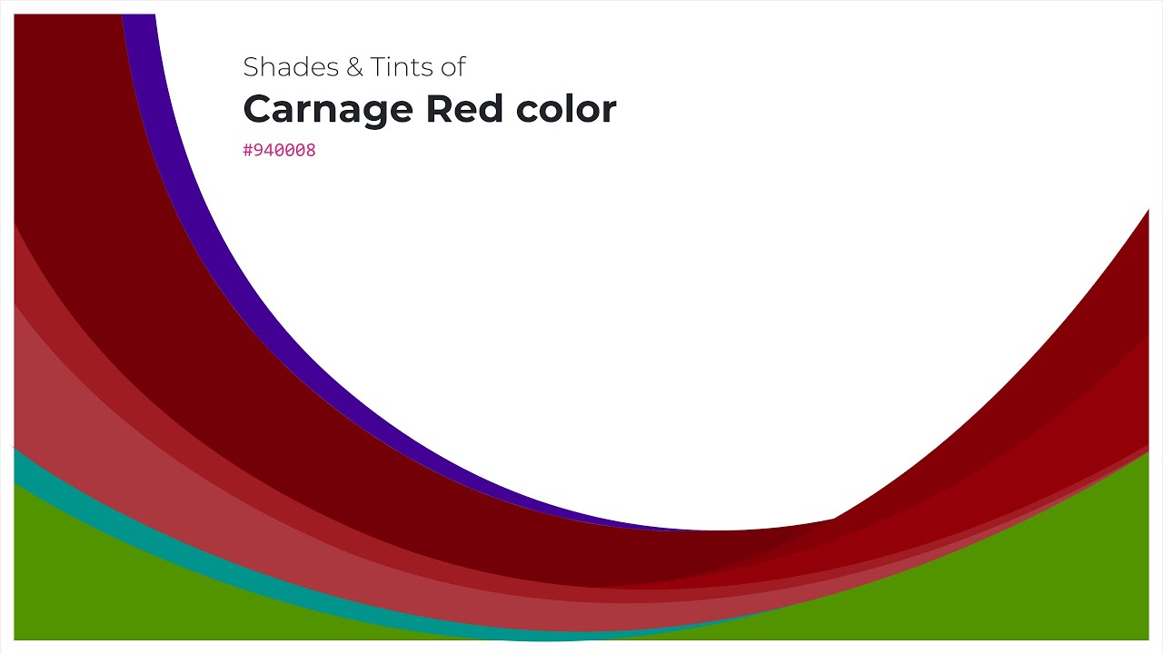 Shades & Tints of Carnage Red color #940008 A Warm Red color #830007 ...