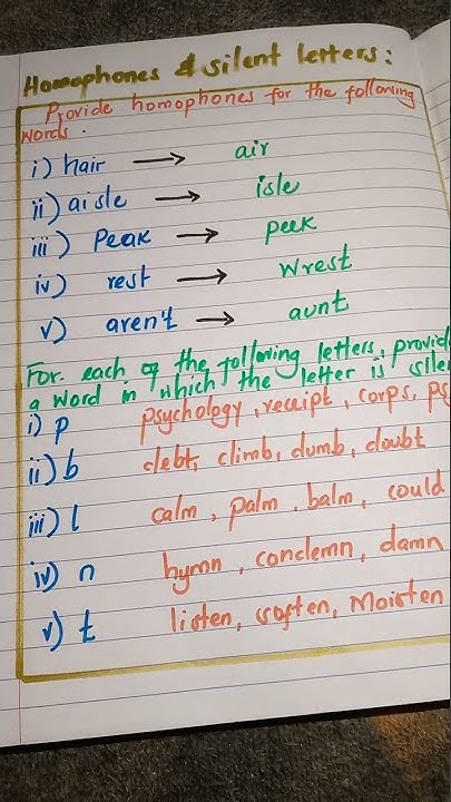 Homophones and silent letters @englishplex - YouTube