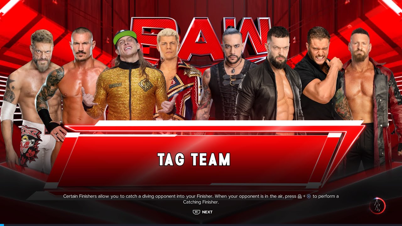 [WWE 2K23] Edge, Randy Orton, Riddle & Cody vs. Damien Priest, Finn ...