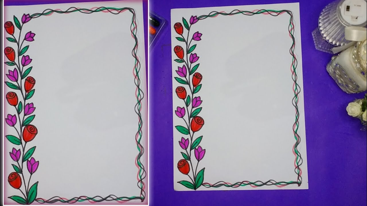 Beautiful Flower Border Design/A4 Sheet/Project Work Designs/Flower ...
