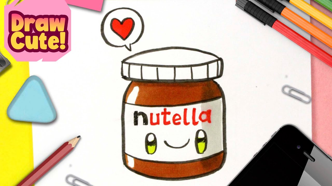 How to draw cute Nutella 💖 easy drawings 💖 how to draw chocolate - YouTube