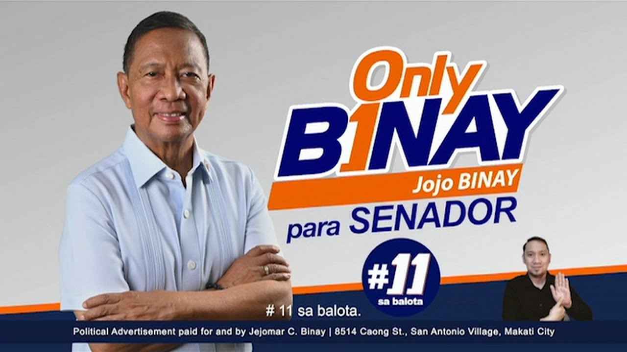 BINAY, JOJO (UNA) "Only Binay" Paid TV Ad 2022 30s (Jingle Variant, GMA ...