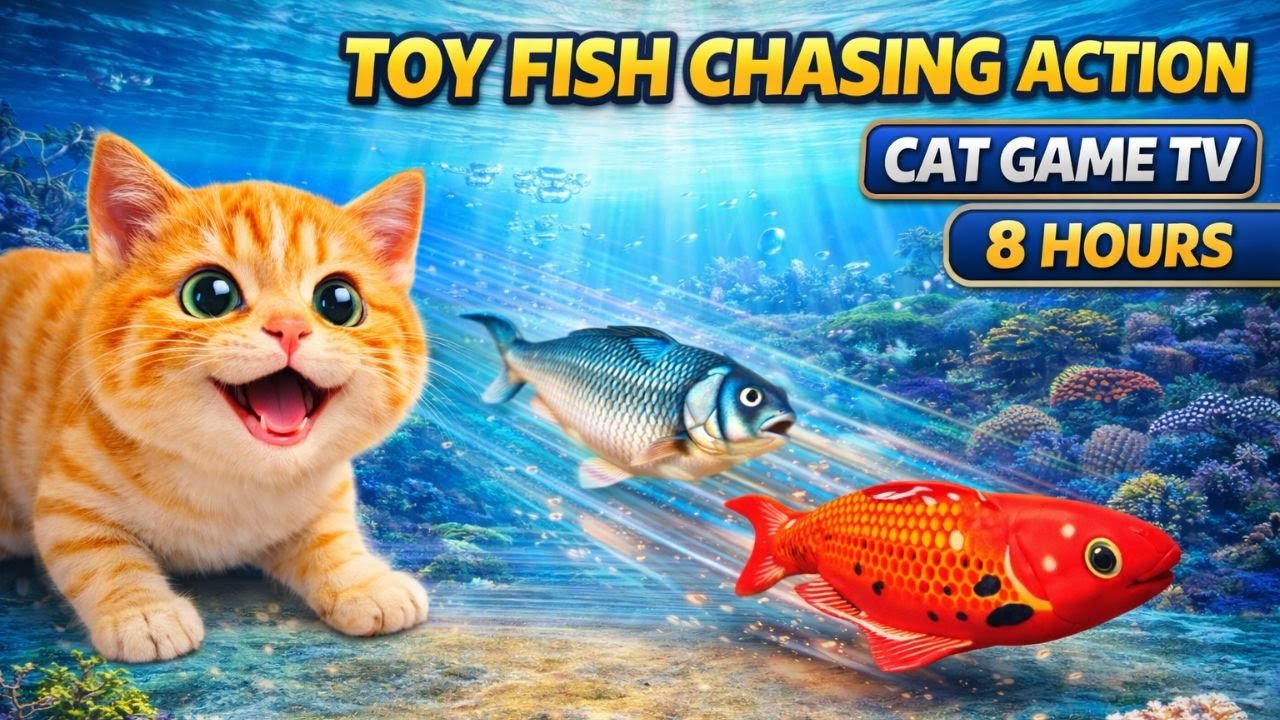 Cat Game TV | Toy Fish Chasing Action 🐟🐱 | 8 Hours of Endless Fun for ...