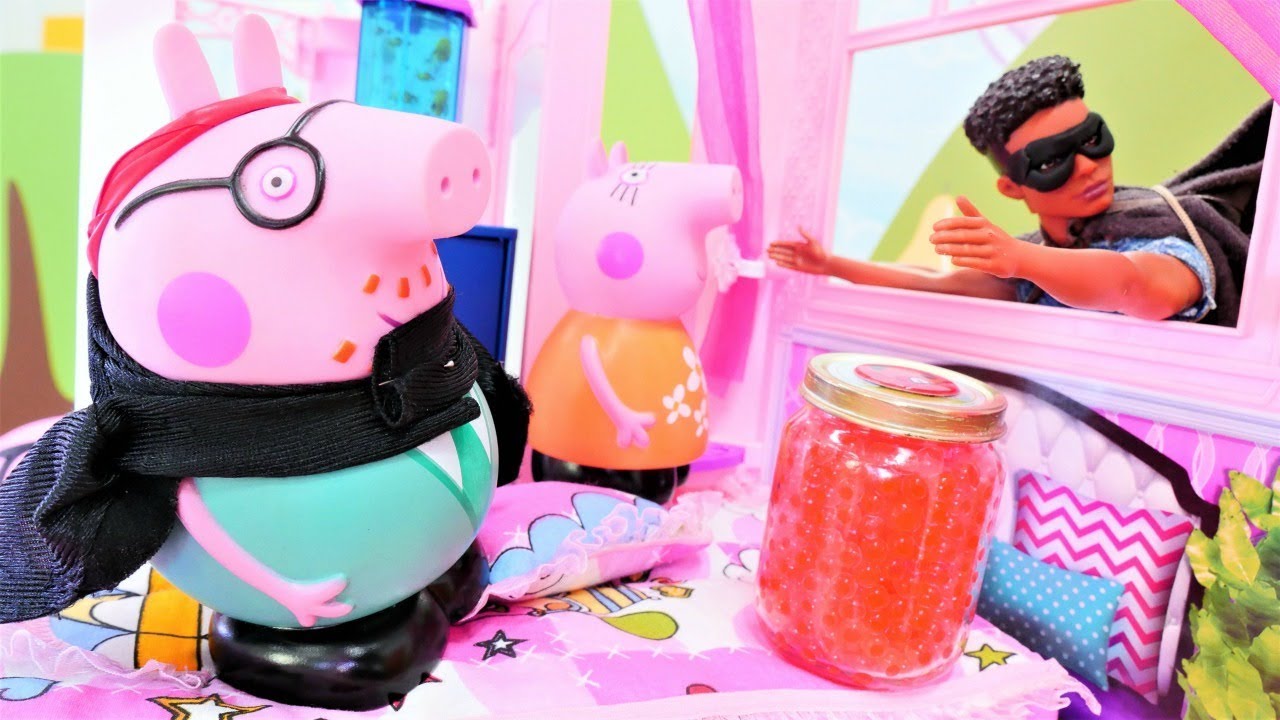 Çizgi film Peppa Pig. Domuz baba süper kahraman olup hırsızdan korkuyor ...